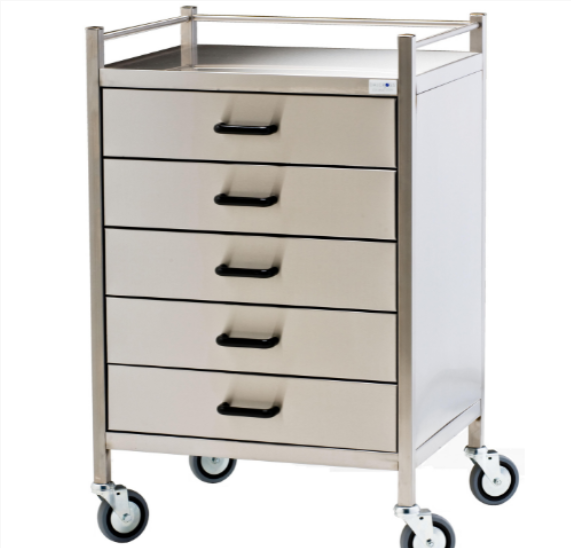 Stainless Steel Five Drawer Trolley - Torstar Able Office Furniture